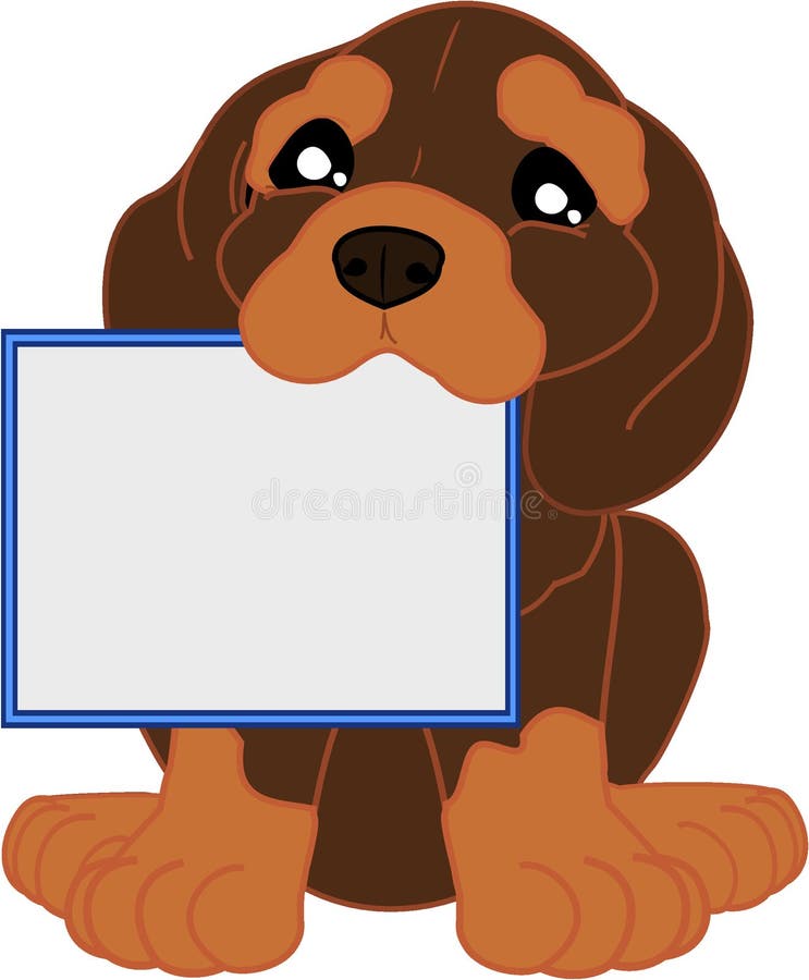Cute Cartoon Dachshund with Message Board Stock Vector - Illustration ...