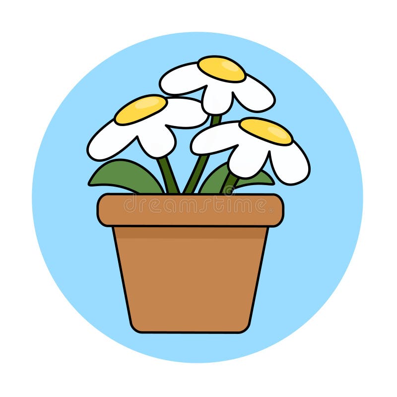 Cute Cartoon Daisies in a Pot in Color Doodle Style Stock Vector ...