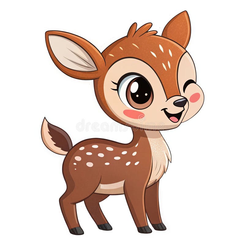 Cute Cartoon Deer Character with Winking Expression and Playful Pose on ...