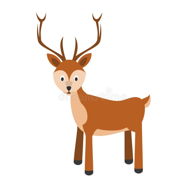 Cute Cartoon Deer Vector Illustration Stock Vector - Illustration of ...