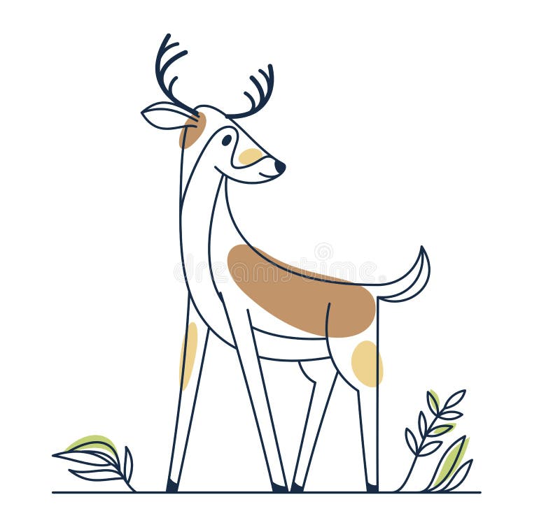 Cute Cartoon Deer Vector Illustration Stock Vector - Illustration of ...