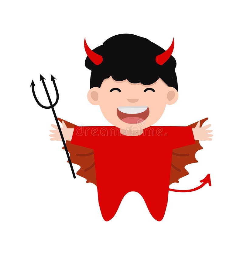 Cute Cartoon Demon Boy Vector Stock Vector - Illustration of angel ...