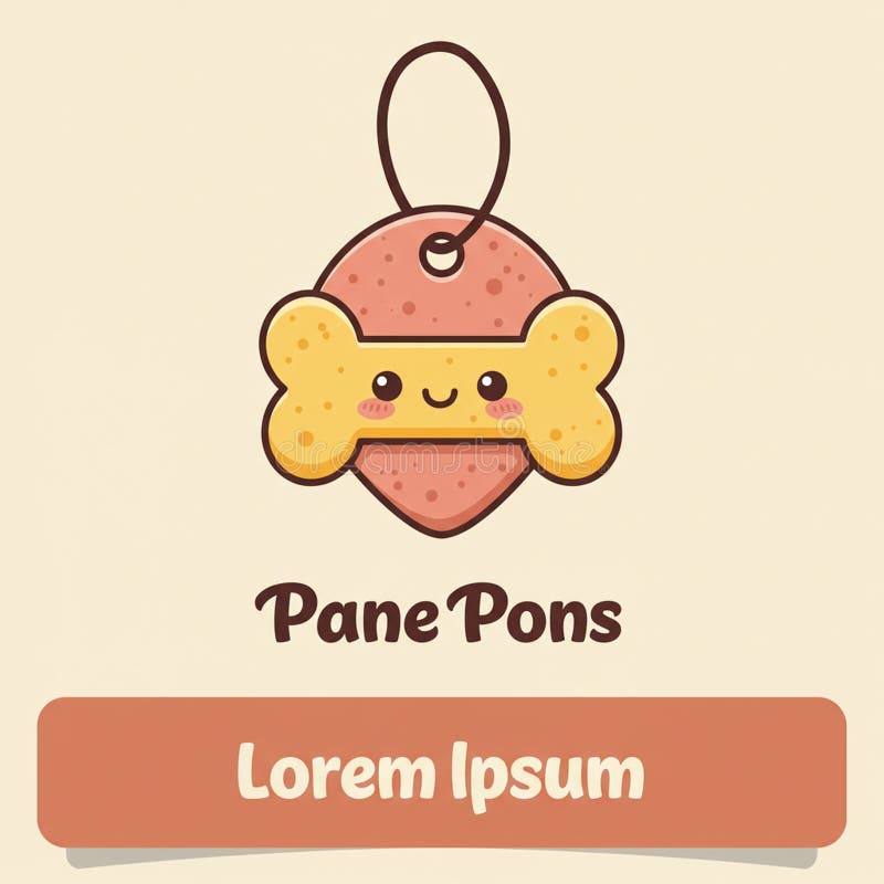 A Cute Cartoon Design Featuring a Brown Tag with a Yellow Bone. the ...