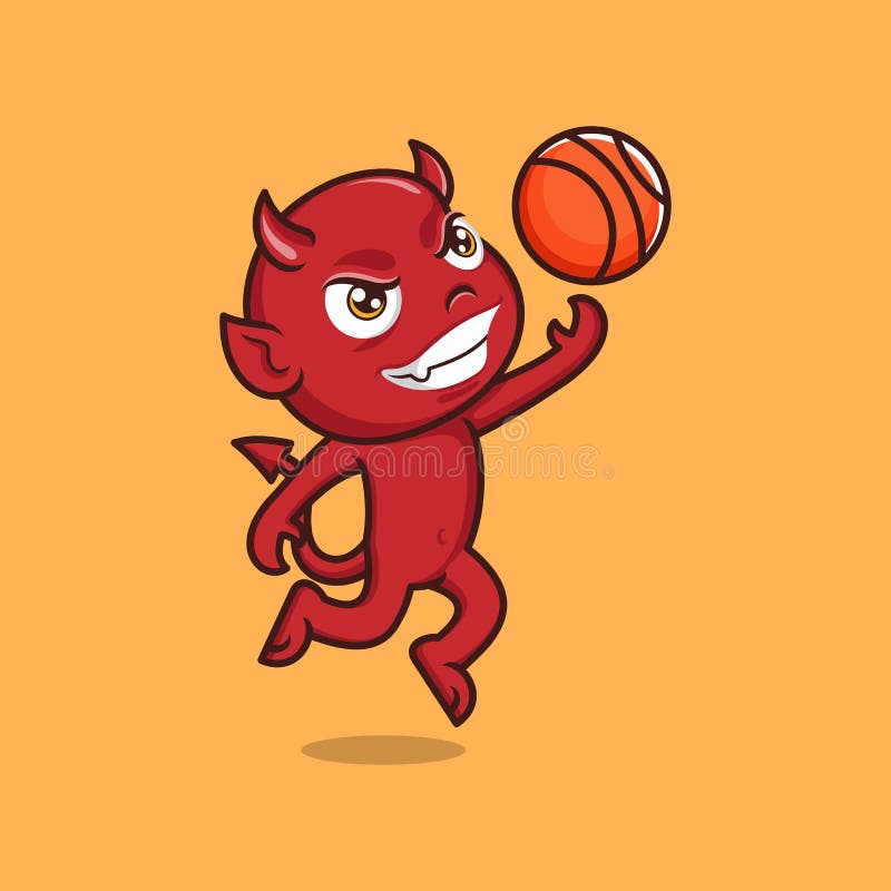 Devil playing basketball stock vector. Illustration of character ...