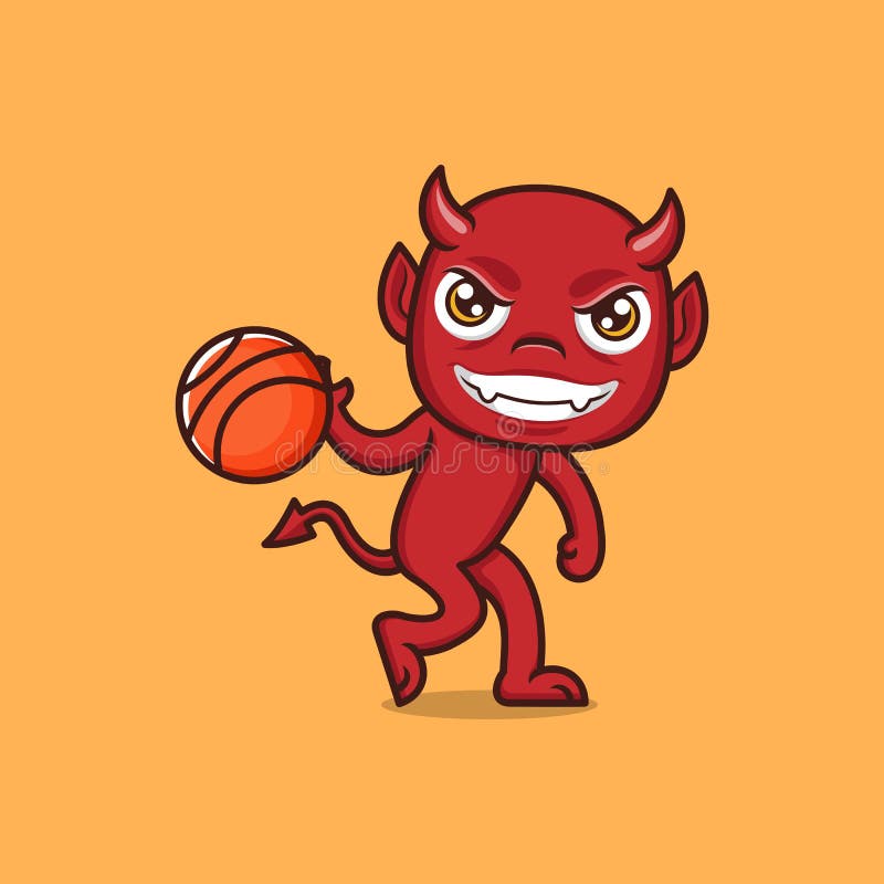 Devil playing basketball stock vector. Illustration of cute - 267205555