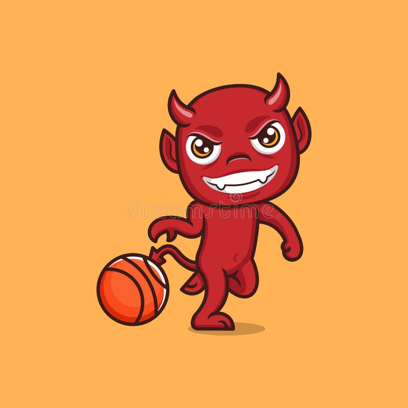 Devil playing basketball stock vector. Illustration of happy - 267205510