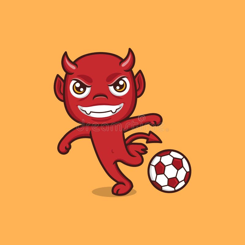 Devil playing football stock vector. Illustration of halloween - 266129677