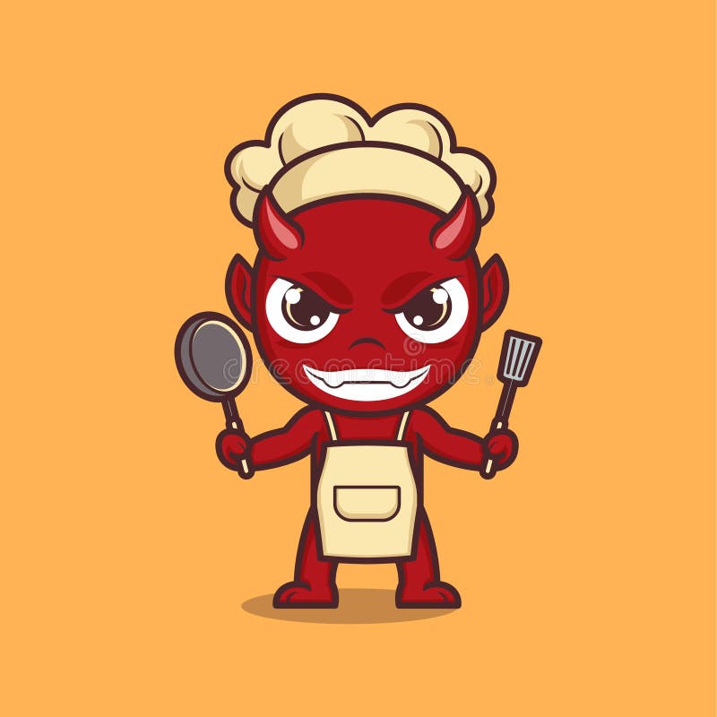 Cute devil chef stock vector. Illustration of vector - 230696398
