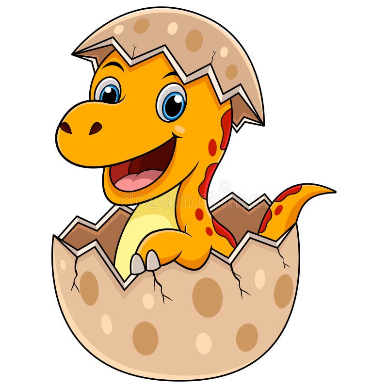 Cute Cartoon Dinosaur Hatching from Egg Stock Vector - Illustration of ...