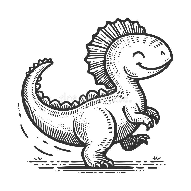 Cute Cartoon Dinosaur Vector Illustration Stock Vector - Illustration ...