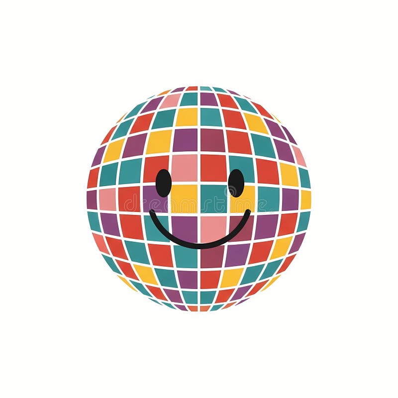 Cute Cartoon Disco Ball Smiley Vector Stock Illustration - Illustration ...