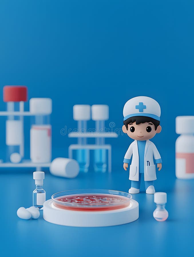 Doctor with Vials of Fluids Colored Cartoon Stock Illustration ...