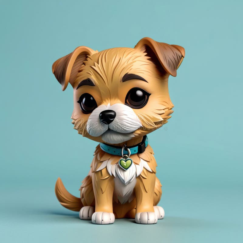 Cute Cartoon Dog with Big Eyes. Stock Illustration - Illustration of ...