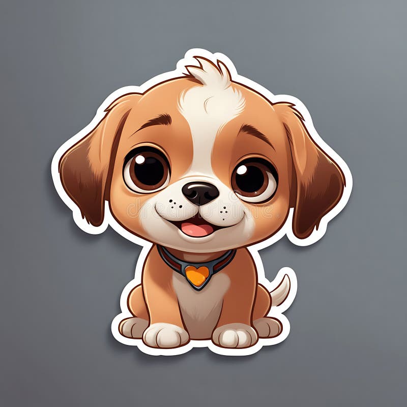 A Cute Cartoon Dog with a Collar and a Smile on Its Face. the Dog is ...