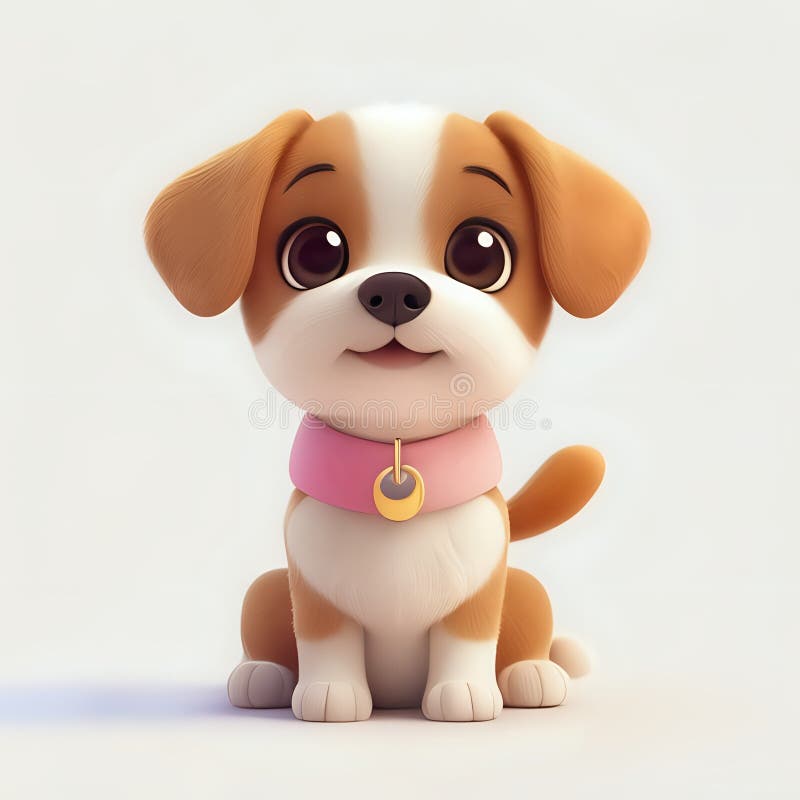 Cute Cartoon Dog Kawaii Style - Generated by Ai Stock Illustration ...