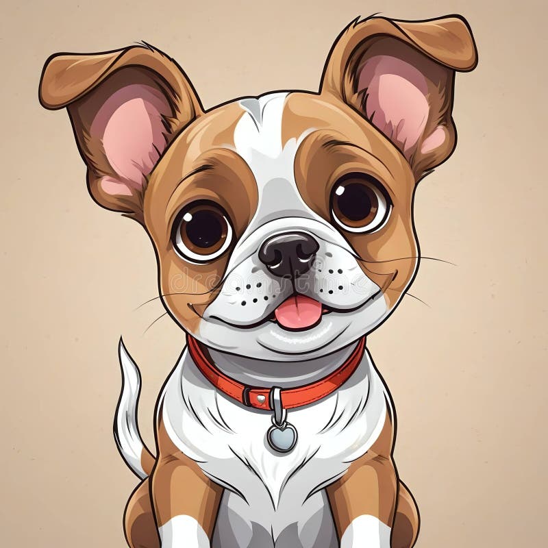 Cute Cartoon Dog, Looking at the Camera Ai Stock Illustration ...