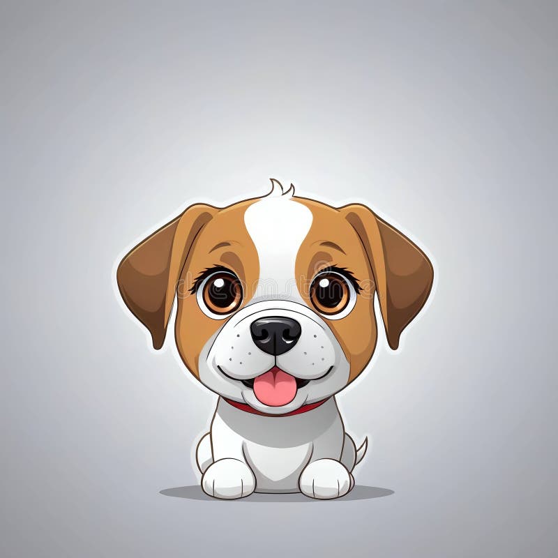 Cute Cartoon Dog, Looking at the Camera Ai Stock Illustration ...