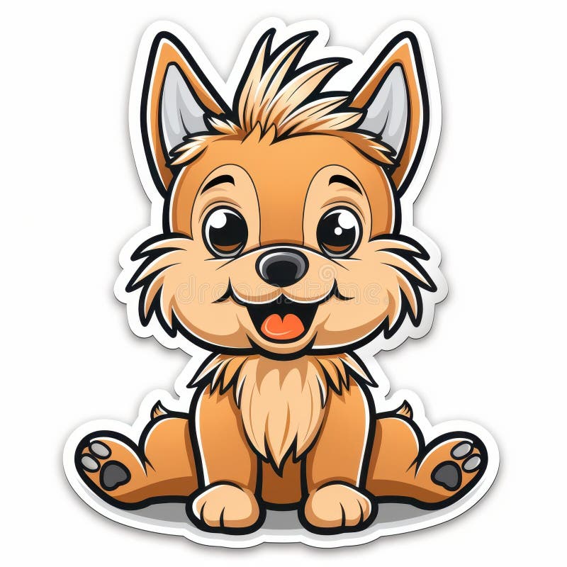 Cute Cartoon Dog with a Mohawk Sticker Stock Illustration ...