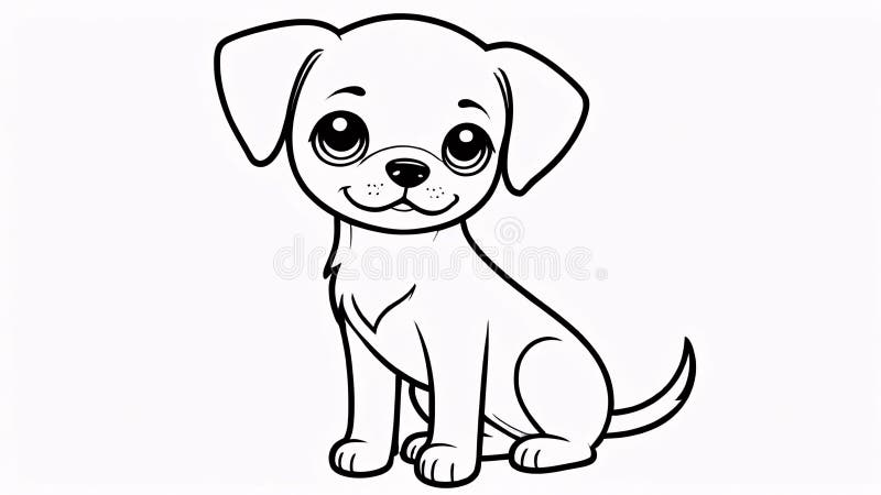 Cute Cartoon Dog Outline for Coloring Stock Illustration - Illustration ...