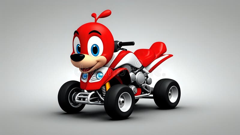 Cute Cartoon Dog Riding a Red ATV Stock Illustration - Illustration of ...