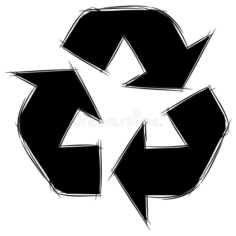 Cute Cartoon Doodle of Recycle Sign Stock Vector - Illustration of ...