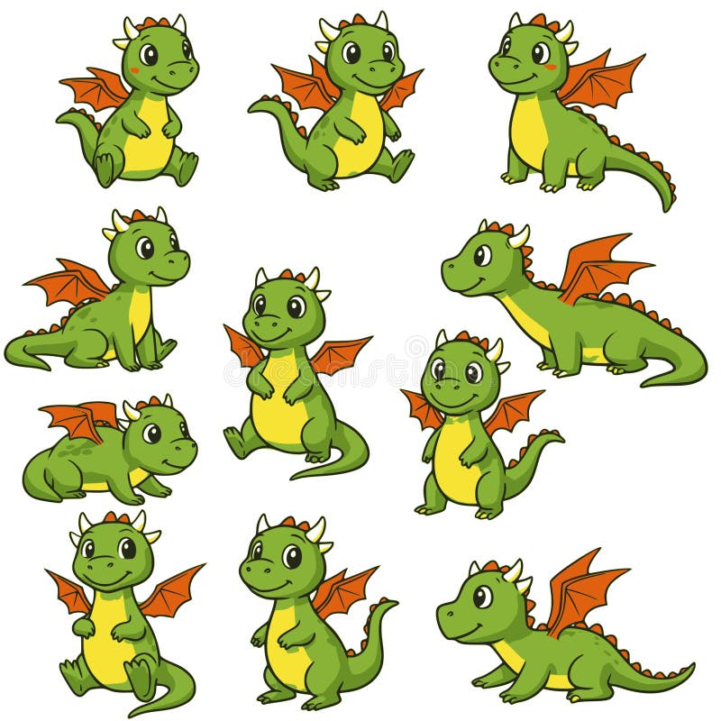 Dragon Different Poses Stock Illustrations – 384 Dragon Different Poses ...