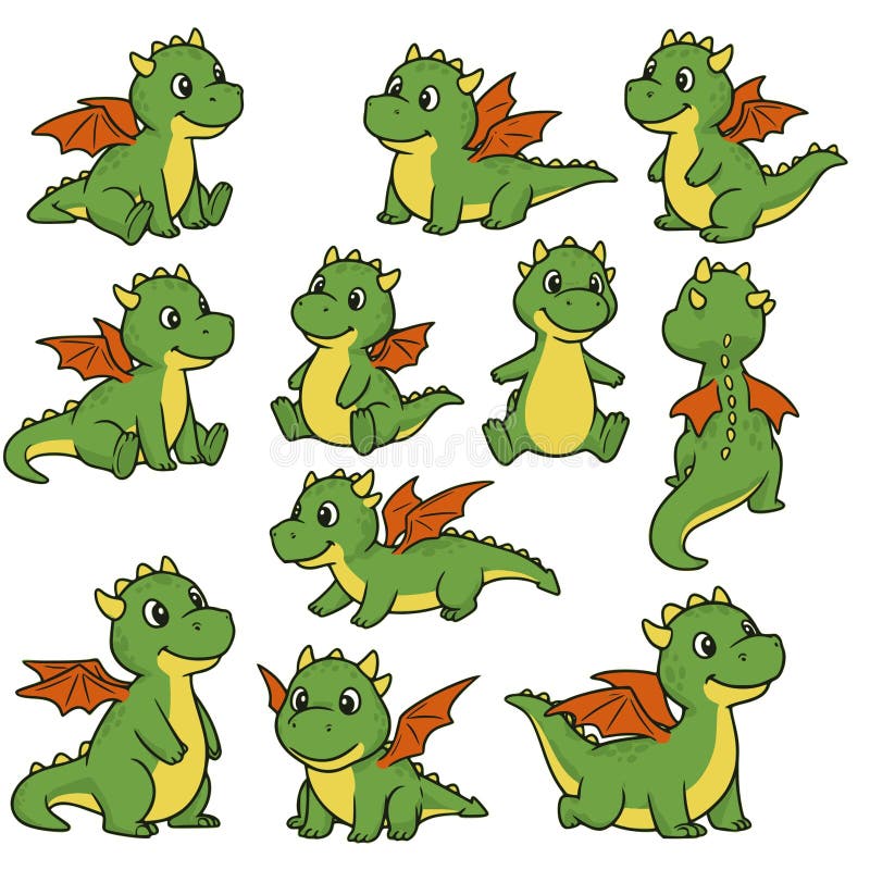 Dragon Different Poses Stock Illustrations – 384 Dragon Different Poses ...