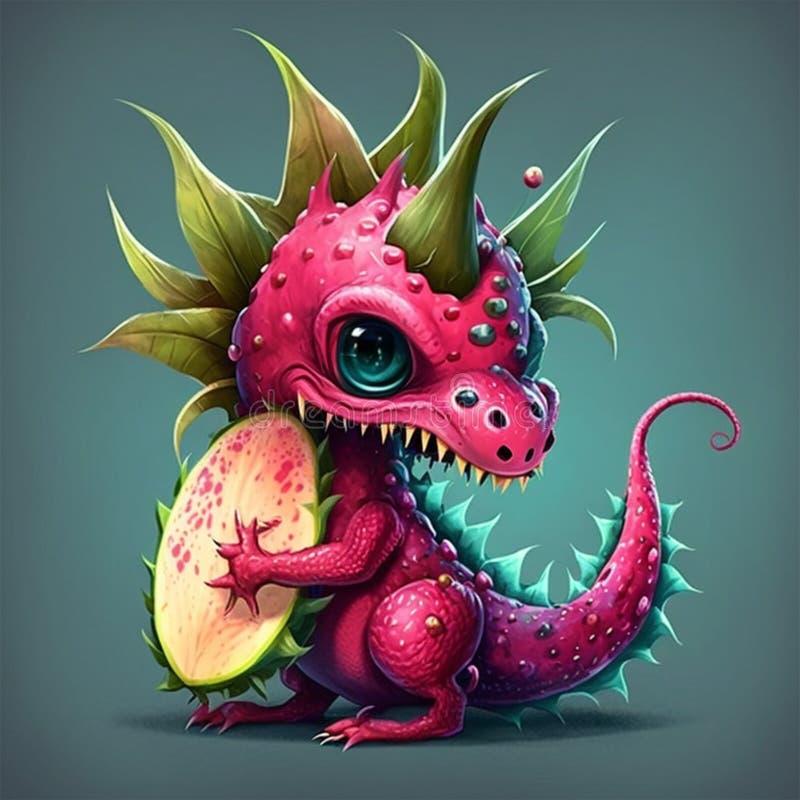 Cute Cartoon Dragon Fruit Character Stock Image - Image of healthy ...