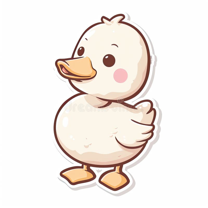 Cute Cartoon Duck with Blush Cheeks Standing Generated with AI Stock ...
