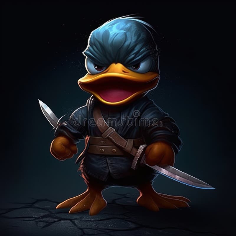 Duck with a Knife. Created by Generative Artificial Intelligence Stock ...