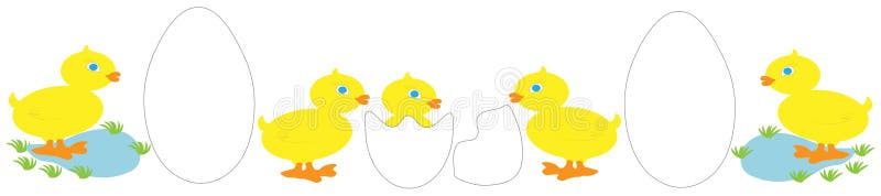 Cute Cartoon Ducklings Hatching from Eggs. the Concept of Easter Stock ...