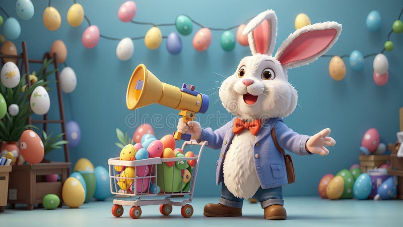 Cute cartoon Easter bunny stock illustration. Illustration of rabbit ...