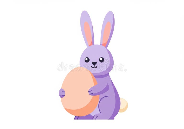 Cute Cartoon Easter Bunny Holding Egg Illustration Stock Illustration ...