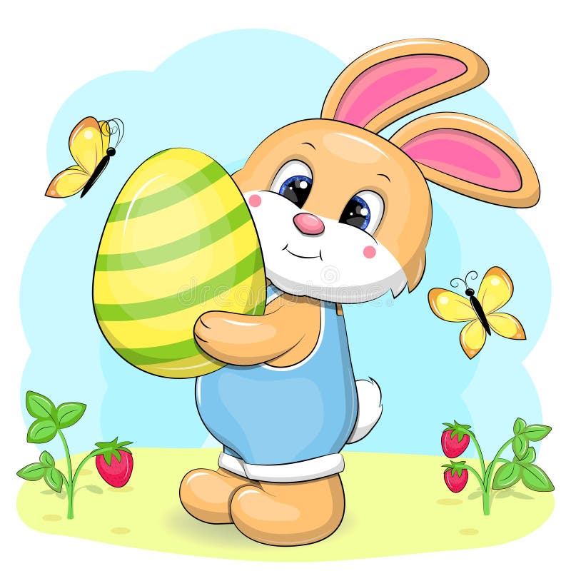 Cute cartoon Easter bunny. stock vector. Illustration of greeting ...