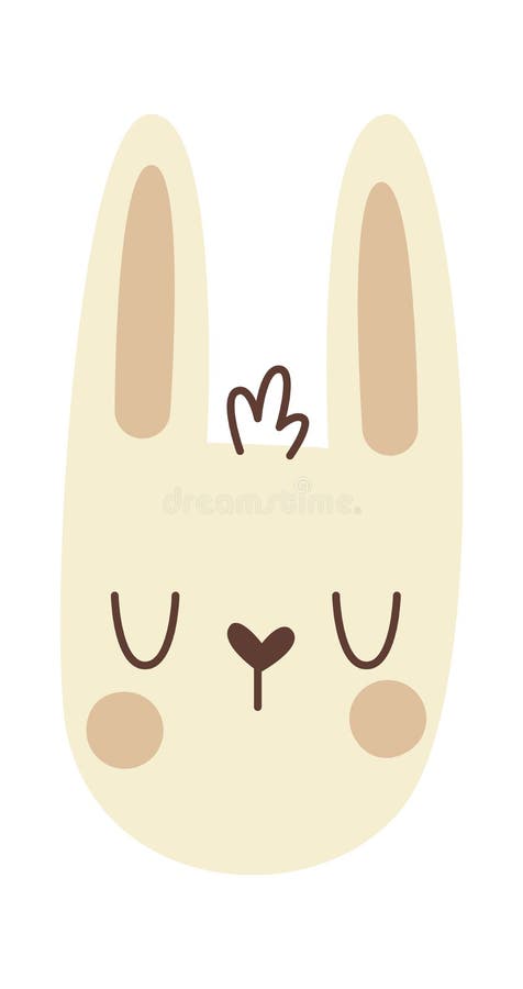 Cute Cartoon Easter Rabbit Face Flat Icon Stock Vector - Illustration ...