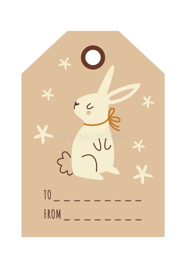 Cute Cartoon Easter Rabbit Tag Flat Icon Stock Vector - Illustration of ...