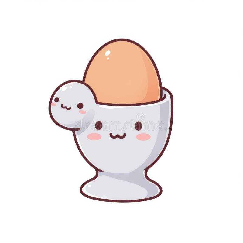 Cute Cartoon Egg in a Smiling Egg Cup Stock Illustration - Illustration ...