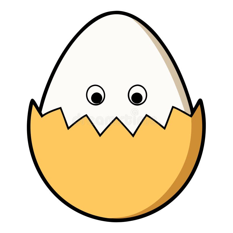 Cute Cartoon Eggshell with Eyes Vector for Kids Illustration and ...
