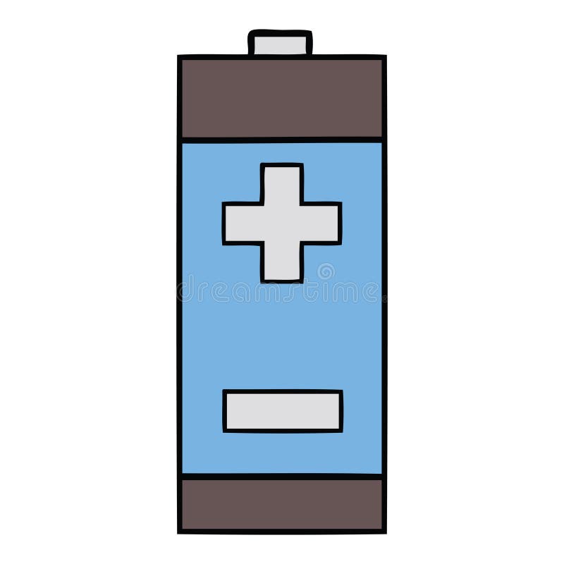 Cute Cartoon Electrical Battery Stock Vector - Illustration of drawing ...