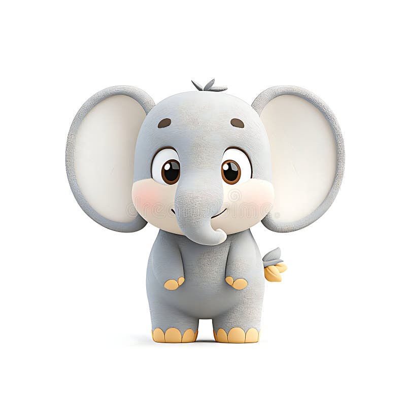 Cute Cartoon Elephant with Big Ears and Friendly Smile, Perfect for ...