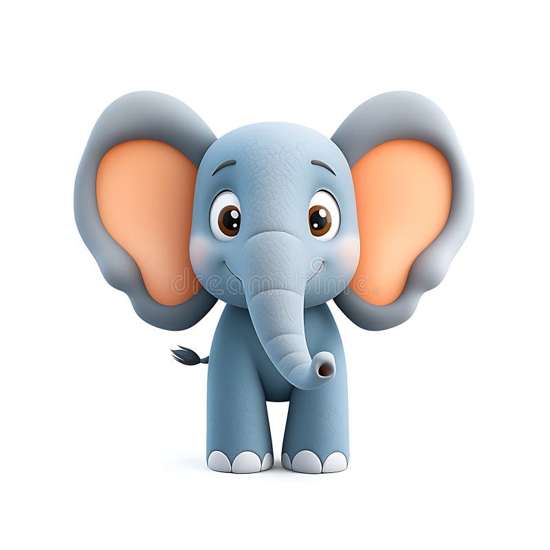 Cute Cartoon Elephant with Big Ears and Friendly Smile, Perfect for ...