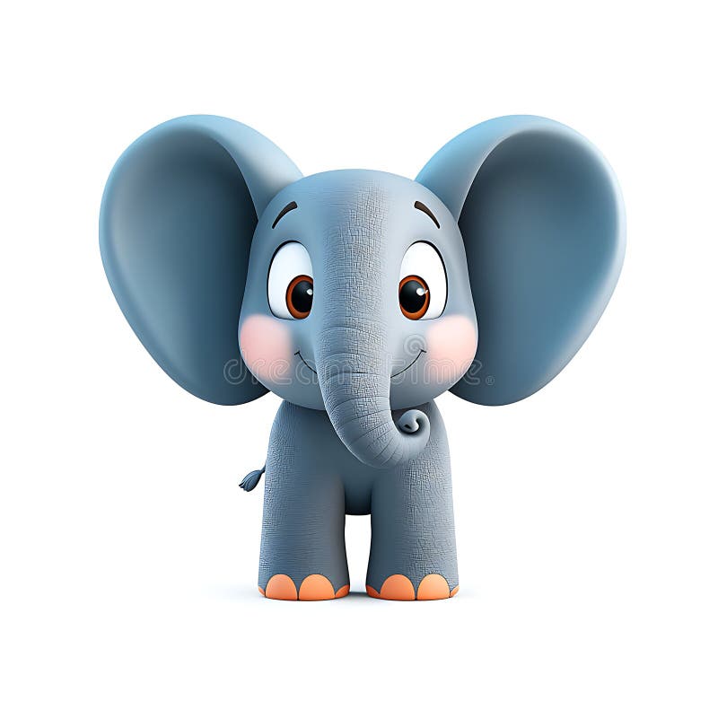 Cute Cartoon Elephant with Big Ears and Friendly Smile, Perfect for ...