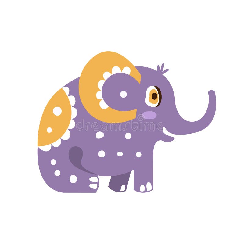 Cute Cartoon Elephant Character Sitting Side View Vector Illustration ...