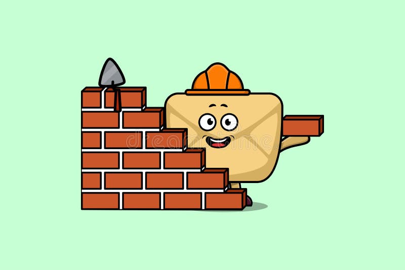 Cute Cartoon Envelope As Mason Character Stock Vector - Illustration of ...