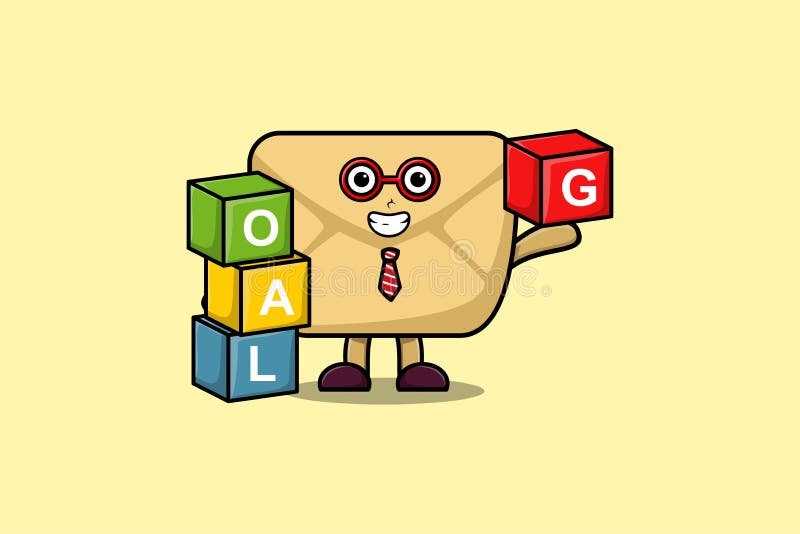 Cute Cartoon Envelope Businessman Stack Goal Box Stock Vector ...