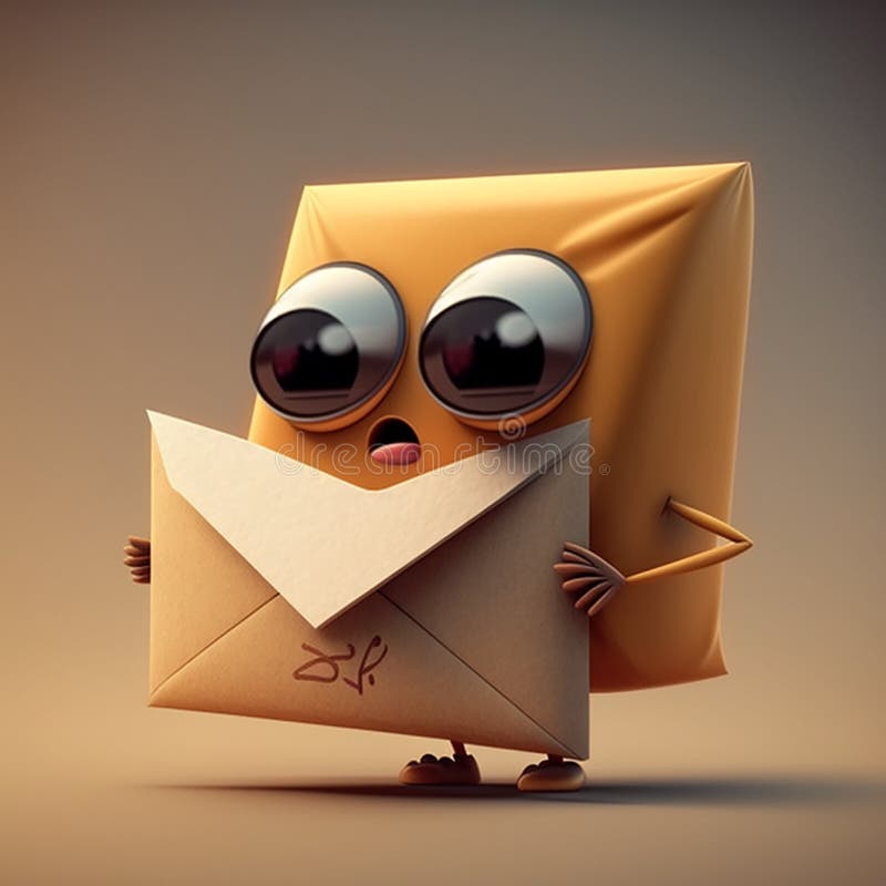 Cute Cartoon Envelope Character Stock Illustration - Illustration of ...