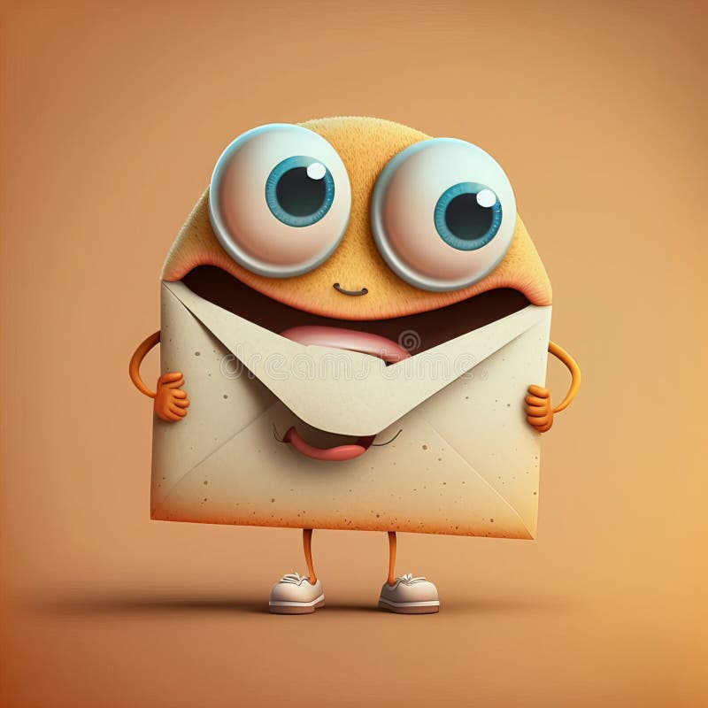 Cute Cartoon Envelope Character, Generative AI Stock Illustration ...