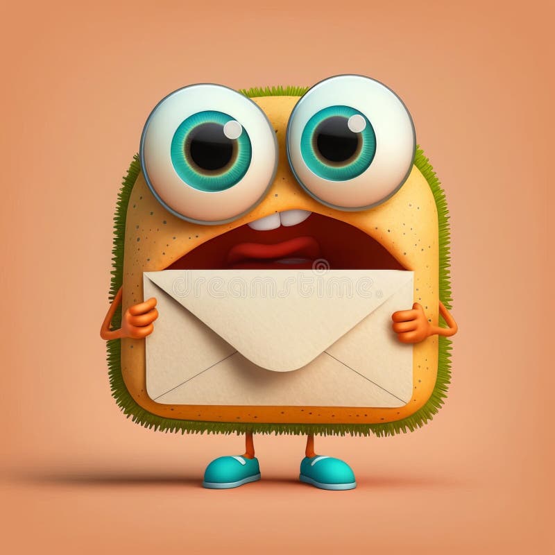 Cute Cartoon Envelope Character, Generative AI Stock Illustration ...