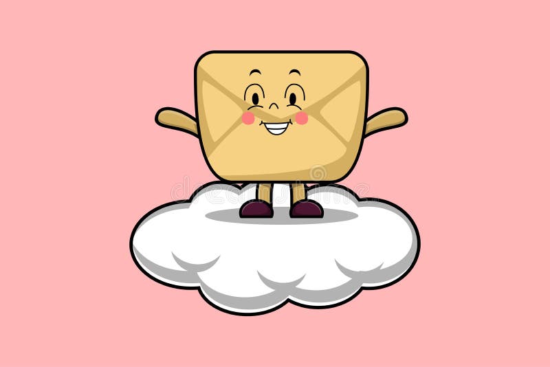 Cute Cartoon Envelope Character Standing in Cloud Stock Vector ...
