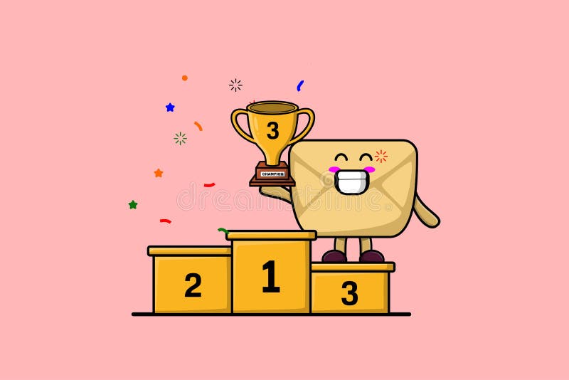 Cute Cartoon Envelope Character the Third Winner Stock Vector ...
